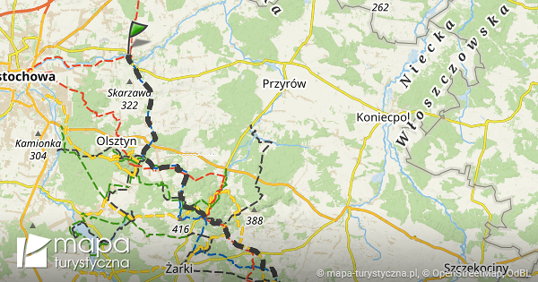 Trasa: Mstów, kościół – Rudawa, PKP | mapa-turystyczna.pl