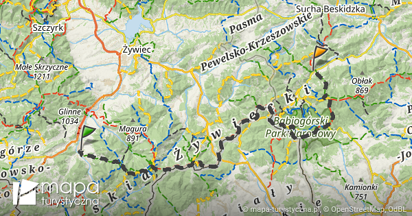 Trasa do: Zawoja, Centrum | mapa-turystyczna.pl