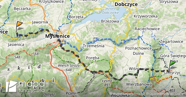 Trasa: Szczyrzyc, skwer – Diabelski Kamień | mapa-turystyczna.pl