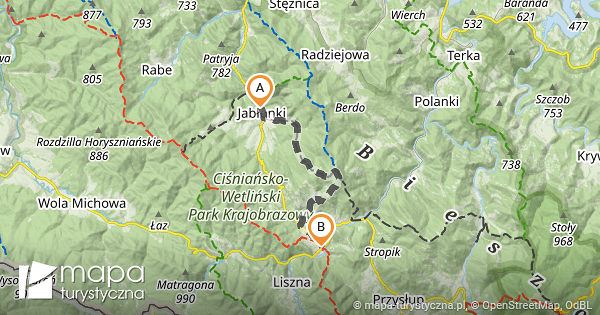 Trasa: Jabłonki – Cisna | mapa-turystyczna.pl