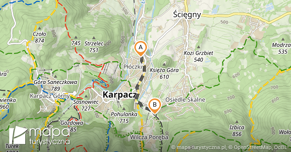 Trasa: Karpacz – Karpacz, Krucze Skały | mapa-turystyczna.pl