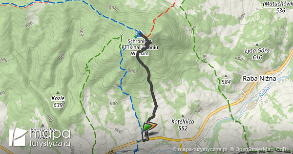Trasa: Rabka-Zdrój, Zaryte – Rabka-Zdrój, Zaryte, szlak żółty | mapa ...