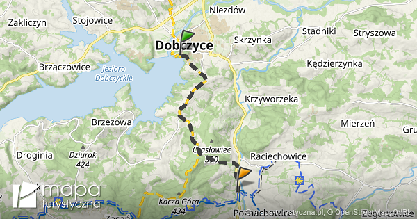 Trasa z: Dobczyce | mapa-turystyczna.pl