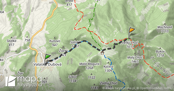Trasa do: Veľký Choč | mapa-turystyczna.pl