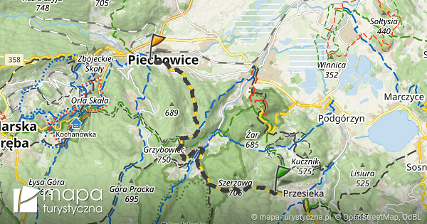 Trasa: U Doliny Czerwienia – Piechowice | mapa-turystyczna.pl