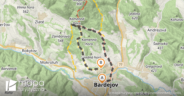 Trasa z: Bardejov | mapa-turystyczna.pl