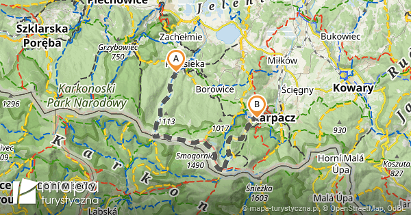 Trasa do: Karpacz, Biały Jar | mapa-turystyczna.pl
