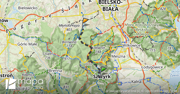 Trasa: Szczyrk – Bielsko-Biała, Dolina Wapienicy | mapa-turystyczna.pl
