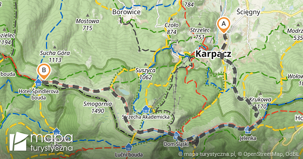 Trasa: Karpacz – Schronisko PTTK Odrodzenie | mapa-turystyczna.pl