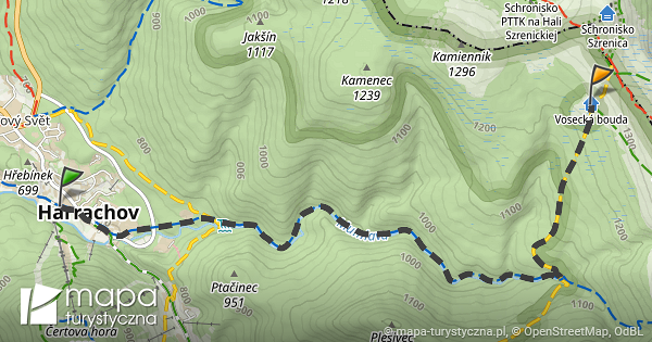 Trasa: Harrachov – Vosecká bouda | mapa-turystyczna.pl