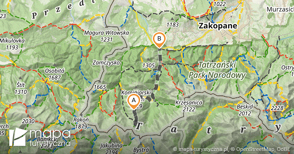 Trasa: Ornak – Kiry | mapa-turystyczna.pl