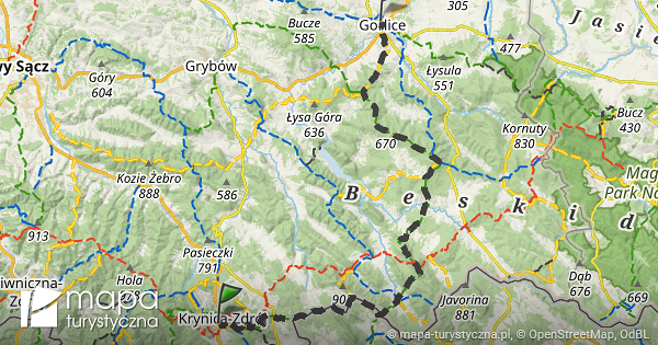 Trasa: Krynica Zdrój – Gorlice | mapa-turystyczna.pl