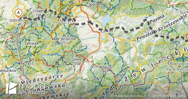 Trasa z: Ustroń | mapa-turystyczna.pl