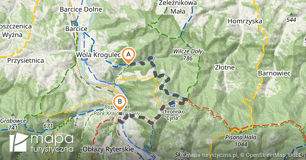Trasa: Głęboki Jar – Rytro | mapa-turystyczna.pl