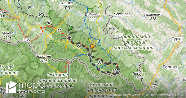Trasa: Schron turystyczny BdPN Chatka Puchatka – Ustrzyki Górne | mapa ...