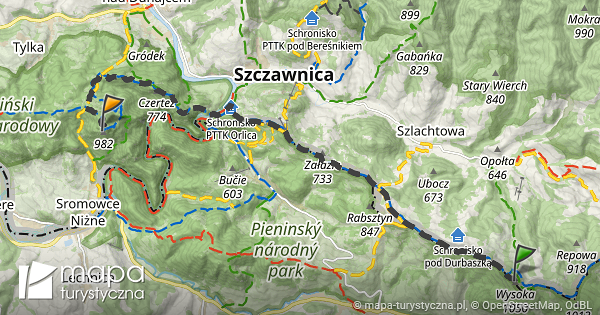 Trasa do: Trzy Korony | mapa-turystyczna.pl