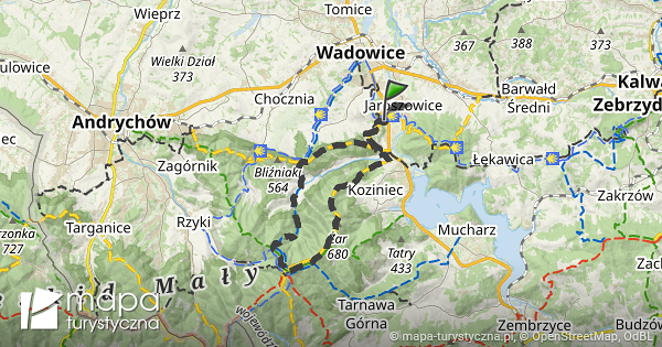 Trasa przez: Ponikiew | mapa-turystyczna.pl