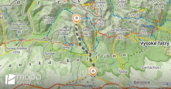 Trasa do: Bystrá lávka | mapa-turystyczna.pl