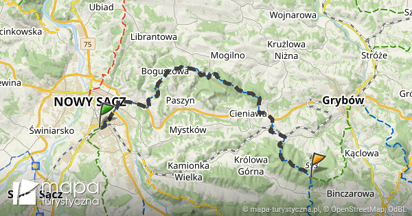 Trasa z: Nowy Sącz | mapa-turystyczna.pl