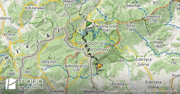 Trasa: Zawoja, Markowa – Stańcowa | mapa-turystyczna.pl
