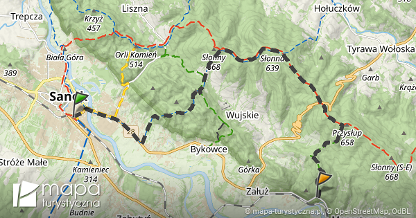 Trasa: Sanok, ul. Dworcowa – Sobień | mapa-turystyczna.pl