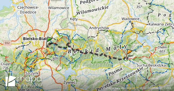 Trasa: Bielsko-Biała, Straconka – Krzeszów | mapa-turystyczna.pl