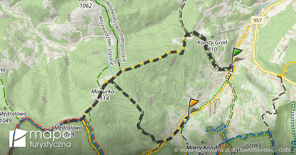 Trasa z: Zawoja, Wilczna | mapa-turystyczna.pl