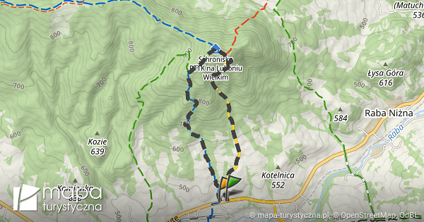 Trasa: Rabka-Zdrój, Zaryte, szlak żółty – Rabka-Zdrój, Zaryte | mapa ...