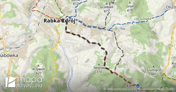 Rabka-Zdrój, ul. Parkowa - Maciejowa | mapa-turystyczna.pl