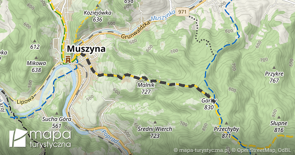 Muszyna, ul. Krótka - Kidałki | mapa-turystyczna.pl