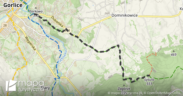 Gorlice, Sokół - Łysula | mapa-turystyczna.pl