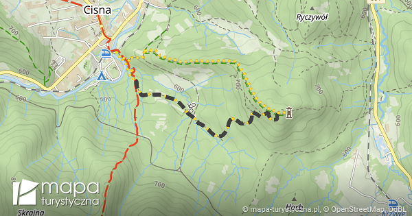 Jeleni Skok, rozejście ścieżek - Odejście ścieżki przyrodniczej | mapa ...