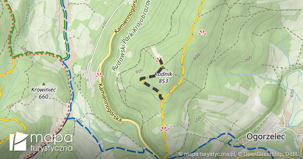 Odejście ścieżki na Rudnik - Rudnik, punkt widokowy | mapa-turystyczna.pl