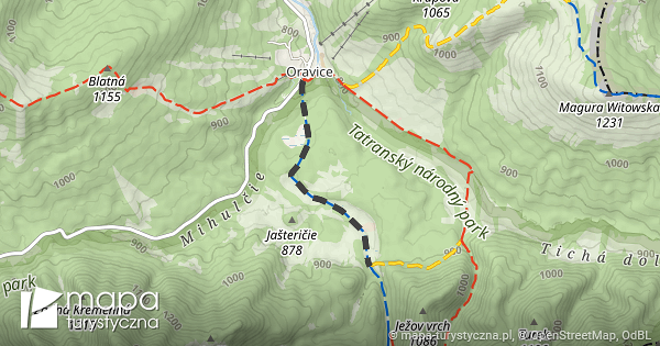 Oravice - Rázcestie pod Suchou dolinou | mapa-turystyczna.pl
