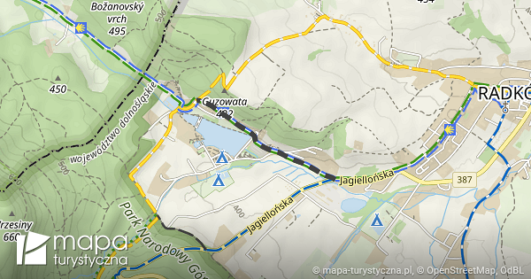 Radków, rozwidlenie - Zalew Radkowski, rozejście szlaków | mapa ...