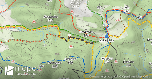 Sokołowiec, skrzyżowanie - Rozejście szlaków | mapa-turystyczna.pl