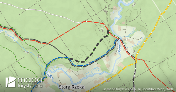 Stara Rzeka, parking - Rozejście szlaków | mapa-turystyczna.pl