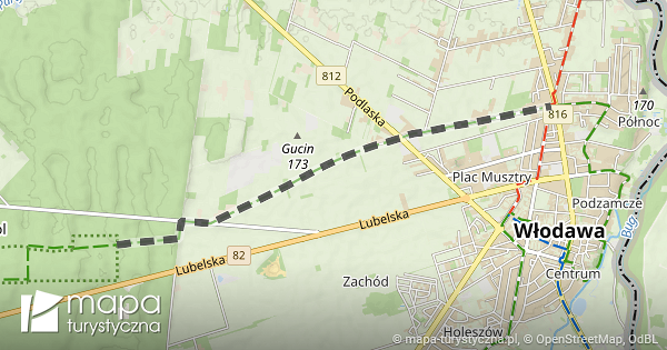 Skrzyżowanie szlaków - Włodawa, ul. Długa | mapa-turystyczna.pl