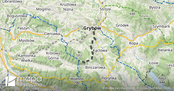 Grybów - Jaworze | mapa-turystyczna.pl