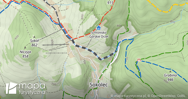 Przełęcz Sokola - Rozdroże nad Sokolcem | mapa-turystyczna.pl