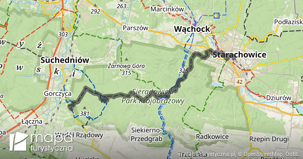 Czarny szlak turystyczny Starachowice – Michniów | mapa-turystyczna.pl