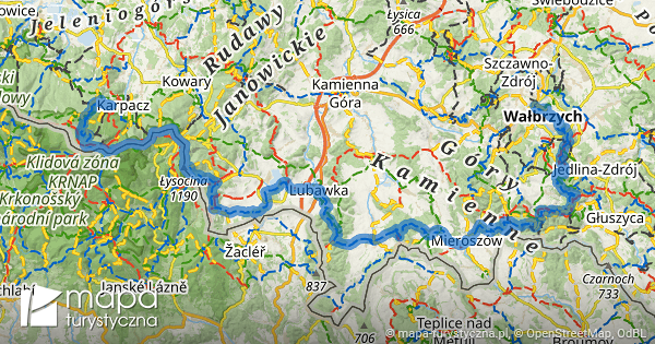Niebieski szlak turystyczny Karpacz – Wałbrzych | mapa-turystyczna.pl