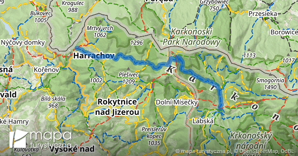 Niebieski szlak turystyczny Harrachov, Nový Svět – Špindlerův Mlýn ...