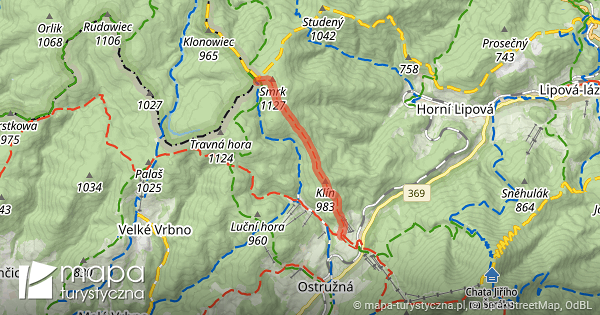 Czerwony szlak spacerowy Vetrolam – Przełęcz Trzech Granic | mapa ...
