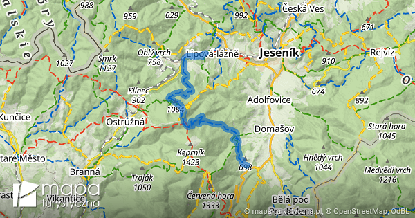 Niebieski szlak turystyczny Lipová-lázně – Filipovice | mapa-turystyczna.pl