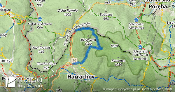 Niebieski szlak turystyczny Harrachov – Harrachov CZ / PL | mapa ...