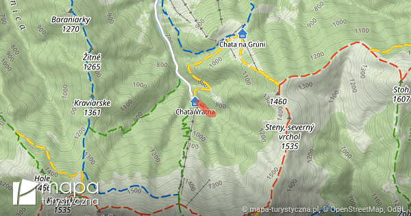 Czerwony szlak turystyczny Vrátna – Vrátna, symbolický cintorín | mapa ...