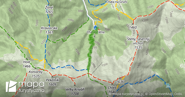 Zielony szlak turystyczny Chata Vrátna – Výťah | mapa-turystyczna.pl