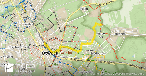 Żółty szlak turystyczny Otwock – Otwock, Meran | mapa-turystyczna.pl