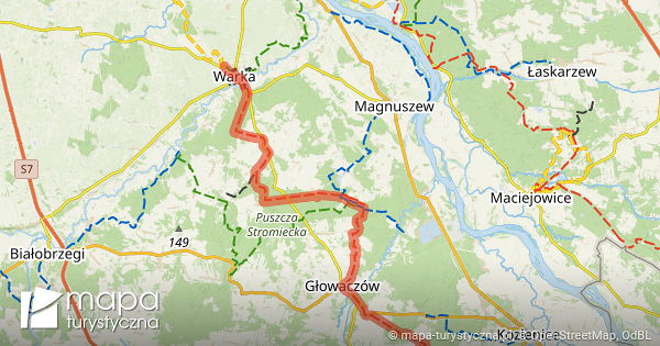 Czerwony szlak turystyczny Warka – Lesiów | mapa-turystyczna.pl
